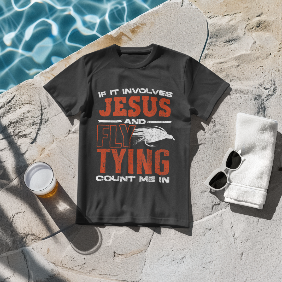 Jesus & Fly Tying T-Shirt – HookedonPrints.com